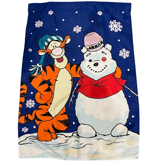 Disney | Holiday | Vintage Pooh Disney Tigger Snowman Double Sided Flag ...